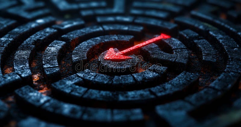 Arrow Guides through Stone Maze Stock Photo - Image of stone, pathway ...