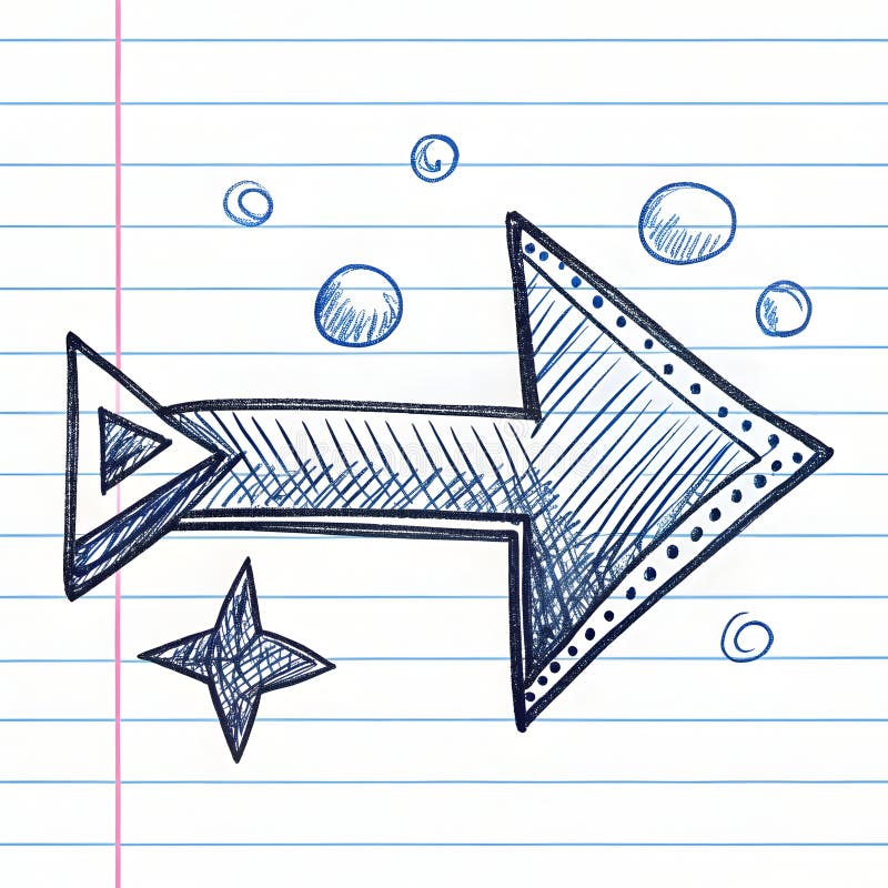 Arrow Hand Drawn Different Shape Direction Black Line Set Selection ...