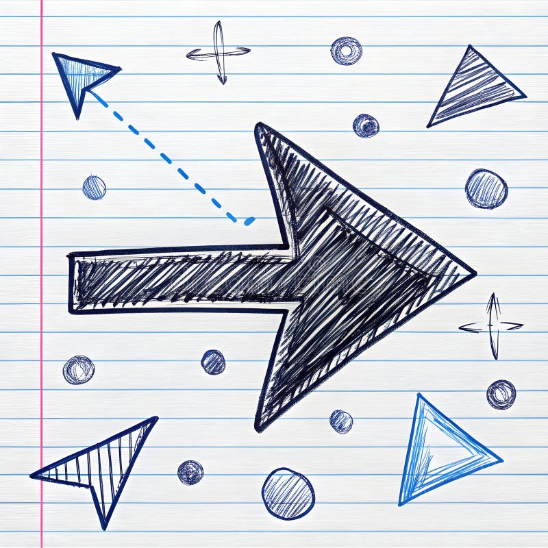 Arrow Hand Drawn Different Shape Direction Black Line Set Selection ...