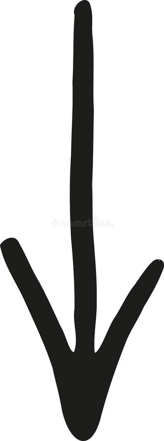 Arrow hand drawn down stock vector. Illustration of symbol - 107145336