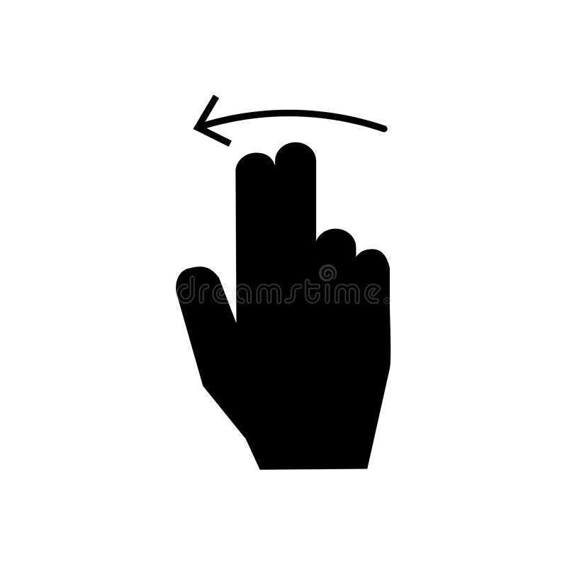 Arrow Hand Left Move Touch Direction Gesture Icon Isolated on White ...