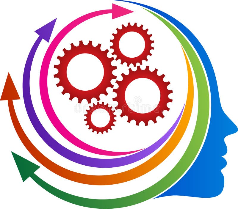 Concept of Brain Head with Gears Logo Stock Vector - Illustration of ...