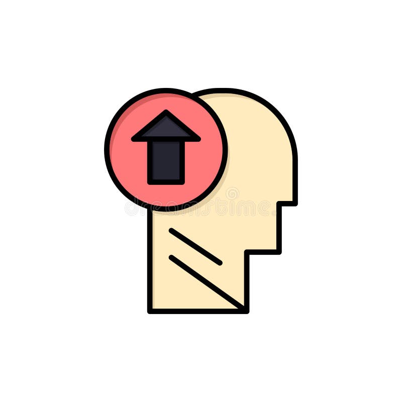 Arrow, Head, Human, Knowledge, Mind, Up Flat Color Icon. Vector Icon ...