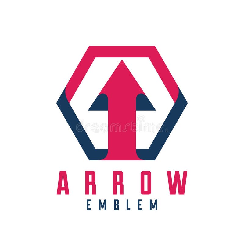 Arrow in Hexagon Vector Logo, 3d Technology and Progress Concept ...