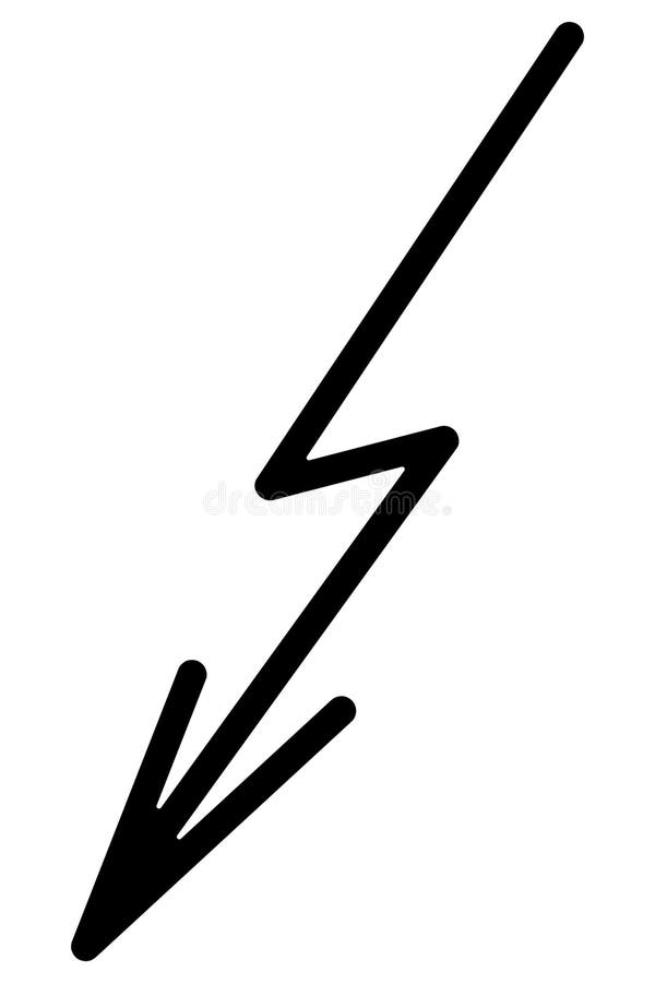 Arrow - High Voltage. Danger. Sketch. Black Zigzag Arrow Pointing Down ...