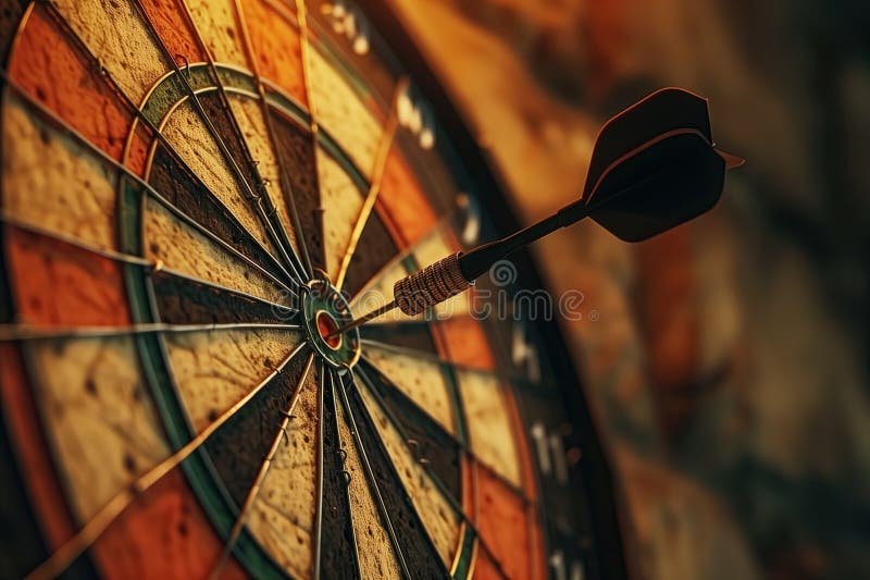 Dart Dart Hits the Target Center of the Dartboard, Close-up Stock ...