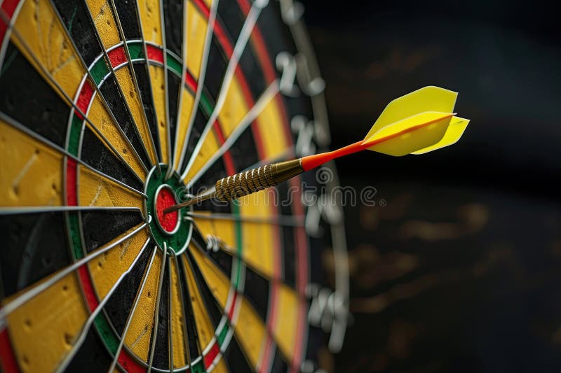 Dart Dart Hits the Target Center of the Dartboard, Close-up Stock ...
