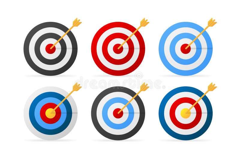 Arrow Hit Goal Ring in Archery Target. Target Icon Set Stock Vector ...