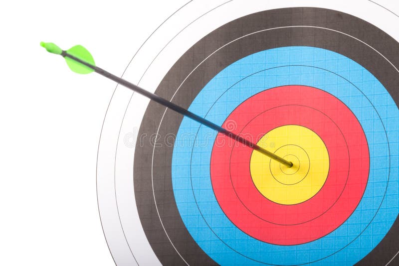 Arrow Hit Goal Ring in Archery Target Stock Photo - Image of background ...