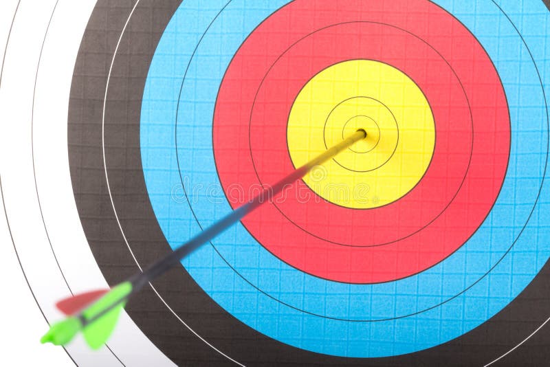 Arrow Hit Goal Ring in Archery Target Stock Photo - Image of round ...