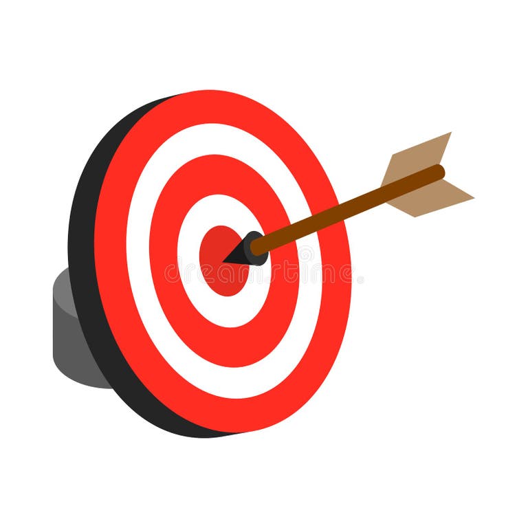 Arrow Hit the Target Icon, Isometric 3d Style Stock Vector ...