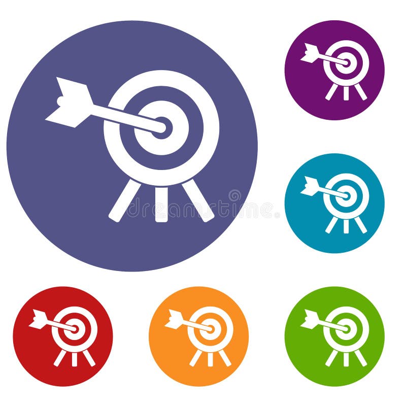 Arrow Hit the Target Icons Set Stock Vector - Illustration of isolated ...