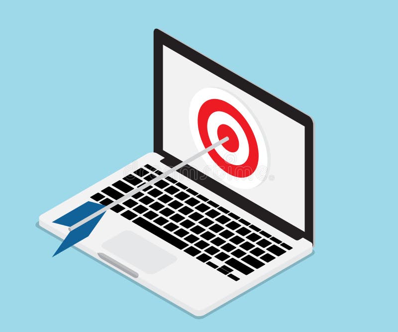 Arrow Hit on Target with Laptop Stock Vector - Illustration of icon ...