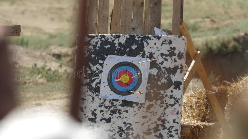 Arrow Hit the Target Stand Slow Motion Archery Training Stock Footage ...