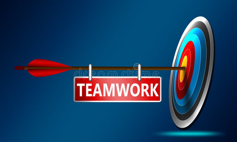 Arrow Hit To the Center of Target with Teamwork Text Stock Illustration ...