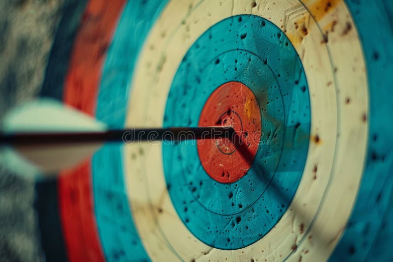 Arrow Hits Bullseye on Target Stock Photo - Image of strategy, accurate ...