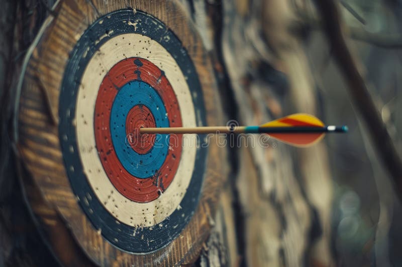 Arrow Hits Bullseye on Target Stock Photo - Image of success, skill ...