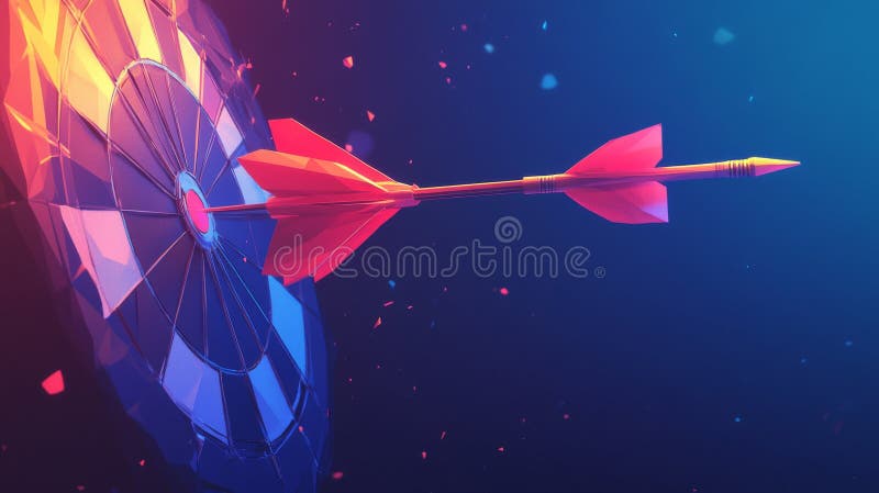 Arrow Hitting Abstract Digital Target with Neon Effect Stock Image ...