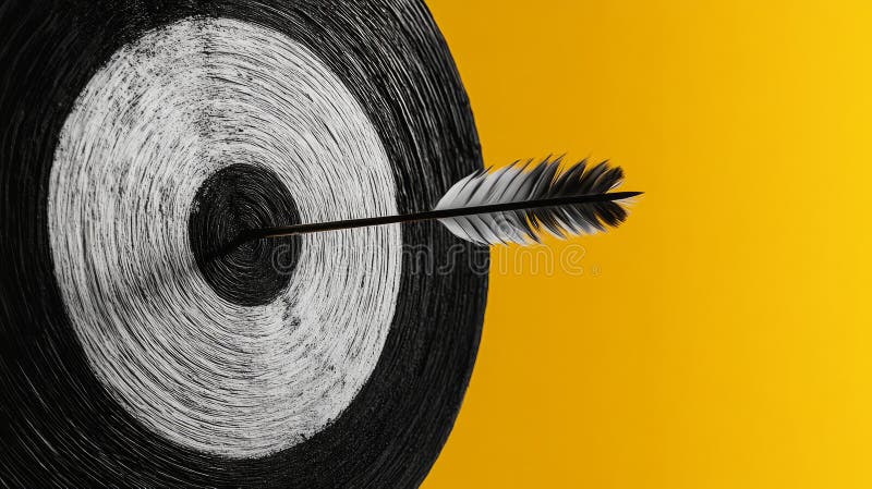 Arrow Hitting Bullseye Target Against Yellow Stock Photos - Free ...