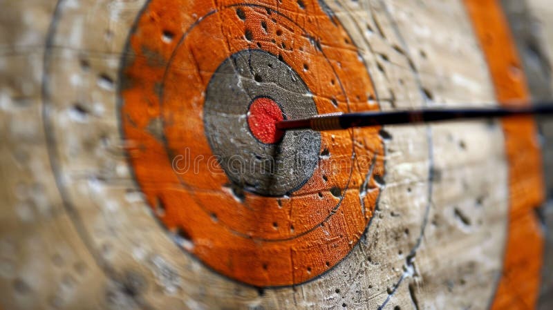 Arrow Hitting the Bullseye on a Target Board. Stock Photo - Image of ...
