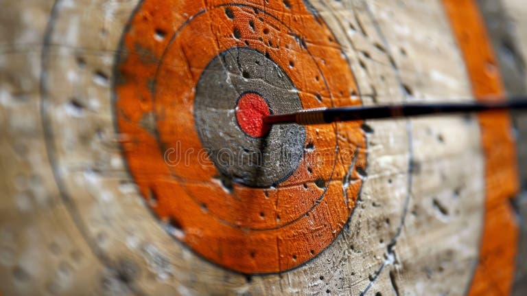 Arrow Hitting the Bullseye on a Target Board. Stock Photo - Image of ...