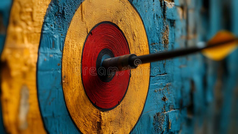 Arrow Hitting Bullseye on Weathered Archery Target Stock Illustration ...