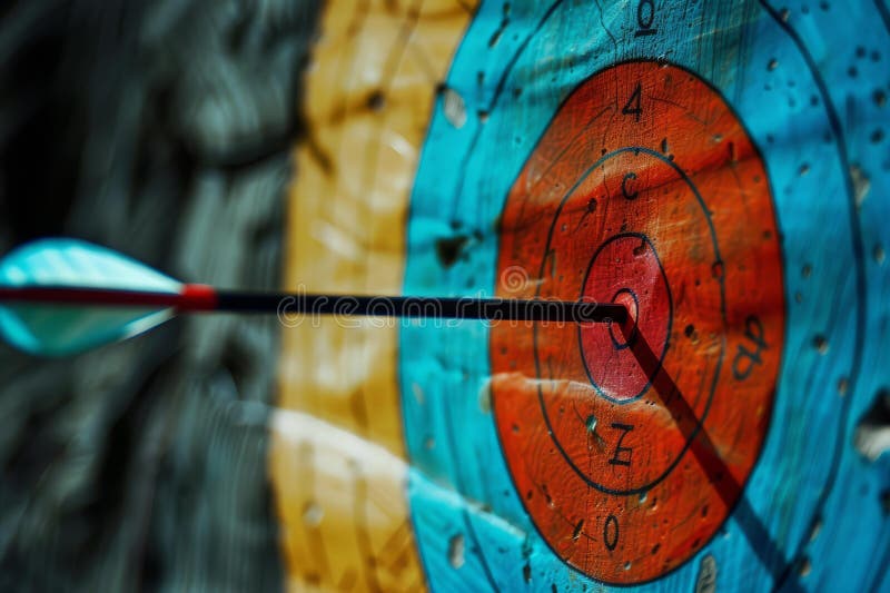 Arrow Hitting the Center of an Archery Target Stock Photo - Image of ...