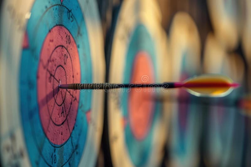 Arrow Hitting the Center of Archery Target on Blurred Background Stock ...