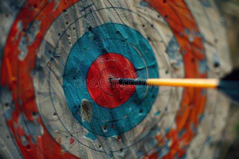 Arrow Hitting the Center of an Archery Target Stock Photo - Image of ...