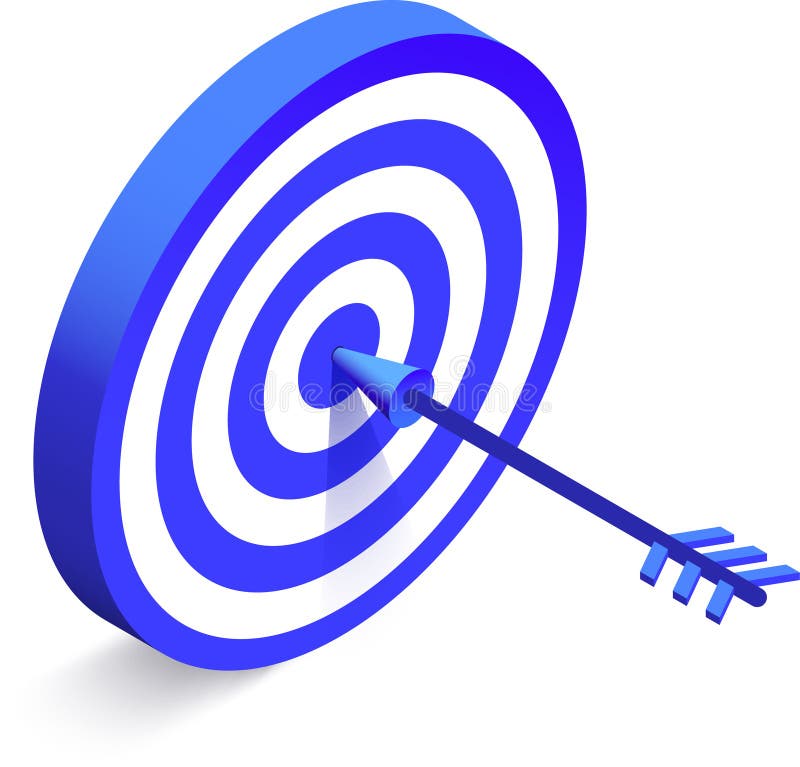 Arrow Hitting the Center of a Blue and White Target Represents ...