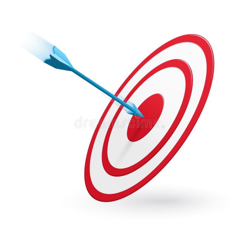 Arrow Hitting the Center of Target Isolated on White Stock Vector ...