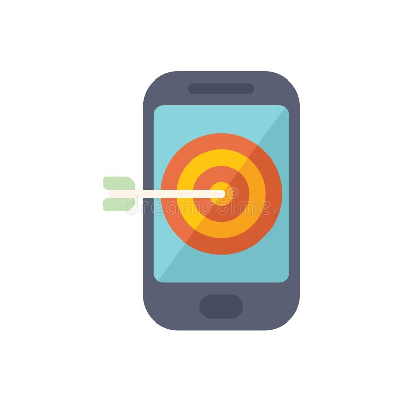 Arrow Hitting Center of Target on Smartphone Screen Stock Vector ...