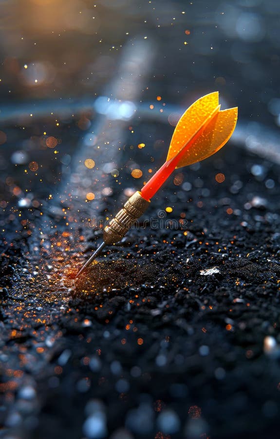 Arrow Hitting in the Center of Target with Splash and Grain Texture on ...