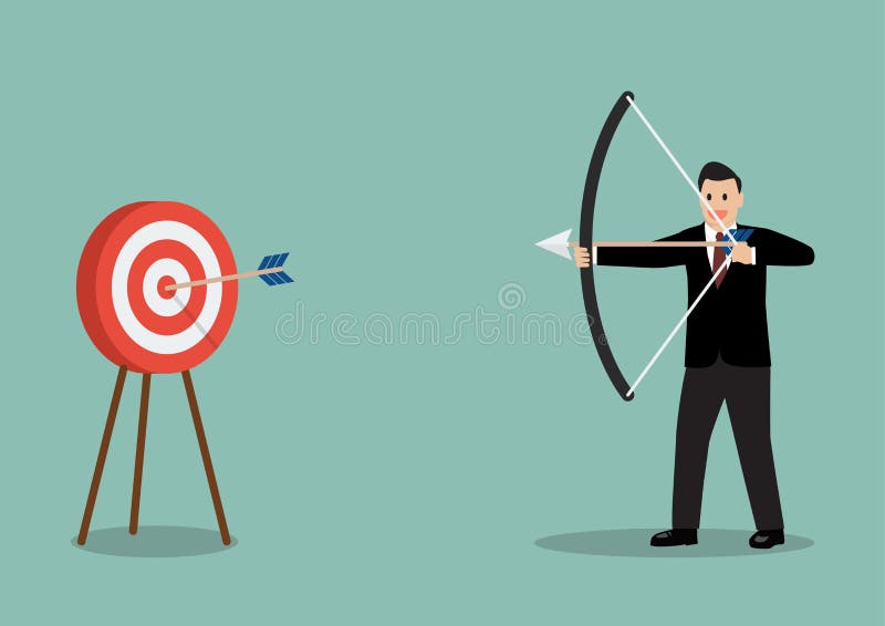Arrow hitting target stock vector. Illustration of design - 59694596