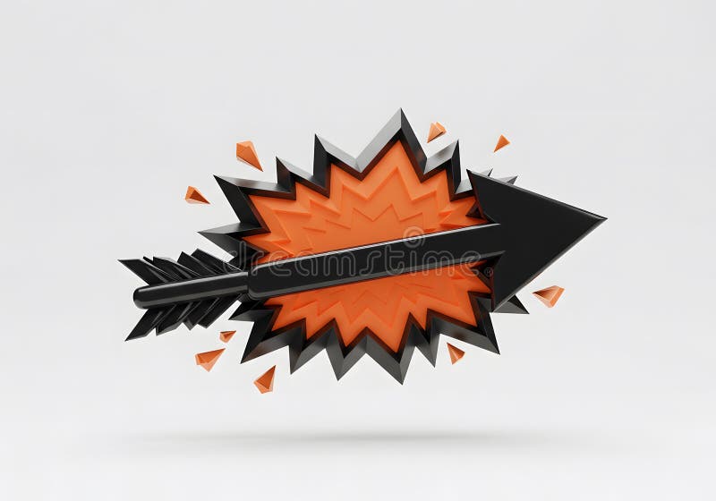 Arrow Hitting Target Concept with Exploding Burst Illustration Stock ...