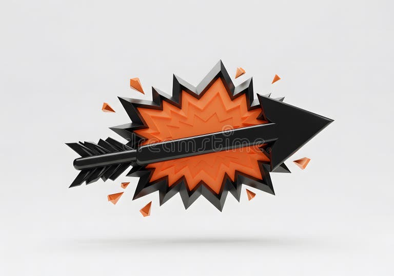 Arrow Hitting Target Concept with Exploding Burst Illustration Stock ...