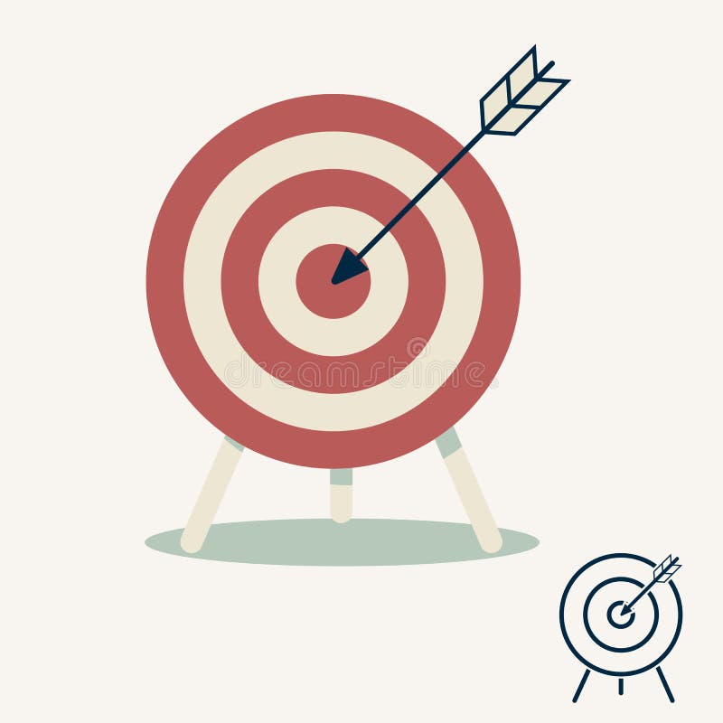 Arrow Hitting Target and Target Icon Stock Vector - Illustration of ...