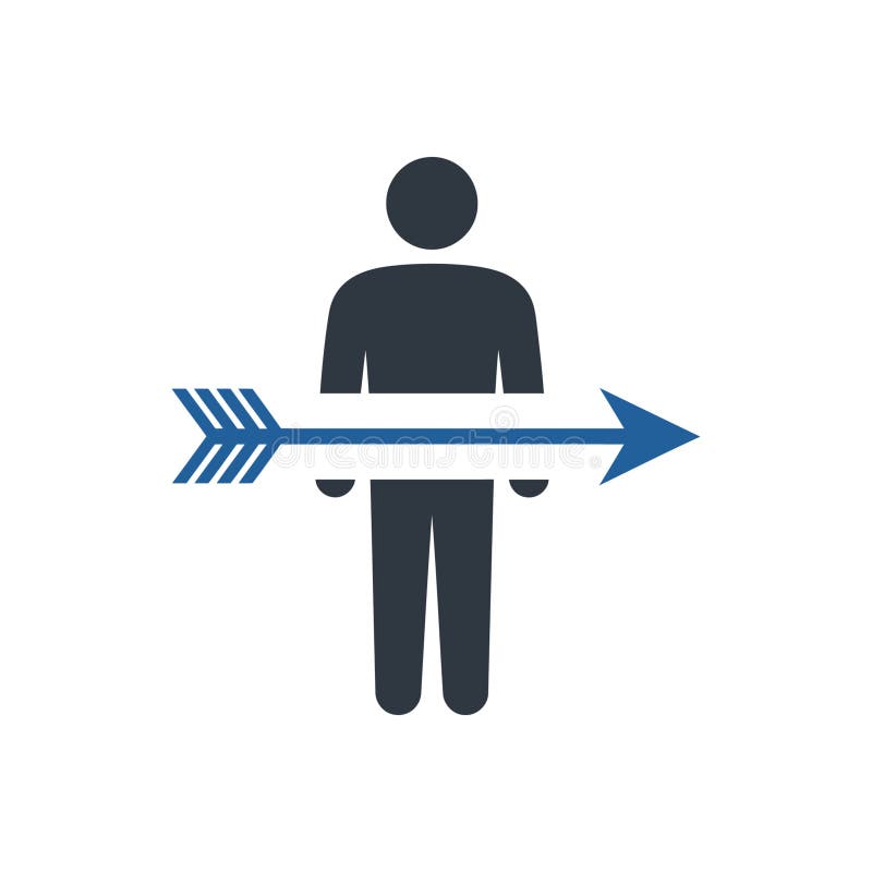 Arrow through Human Icon stock vector. Illustration of danger - 349844881