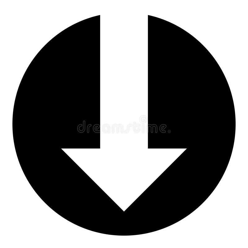 Arrow Icon Down on Simple Black Button Stock Illustration ...