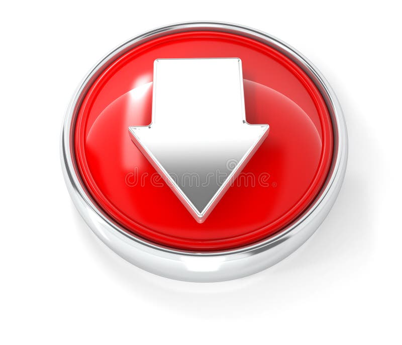 Arrow Icon on Glossy Red Round Button Stock Illustration - Illustration ...
