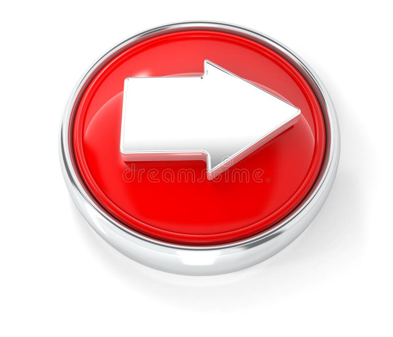 Arrow Icon on Glossy Red Round Button Stock Illustration - Illustration ...