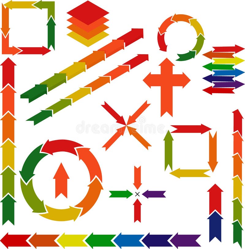 Arrow Icon Infografic Set. Different Color Vector Arrowheads Stock ...