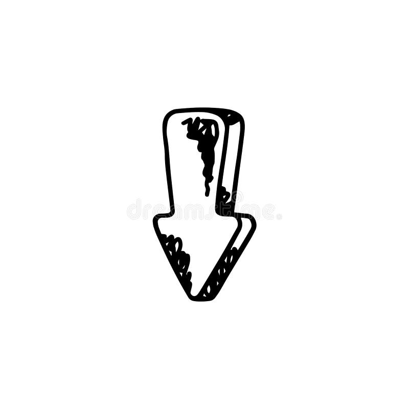 Arrow Icon, Pencil Sketch 3d Graffiti Icon. Arrow Doodle Pointing Down ...