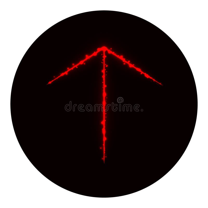 Arrow Icon of Red Lights on Black Background Stock Illustration ...