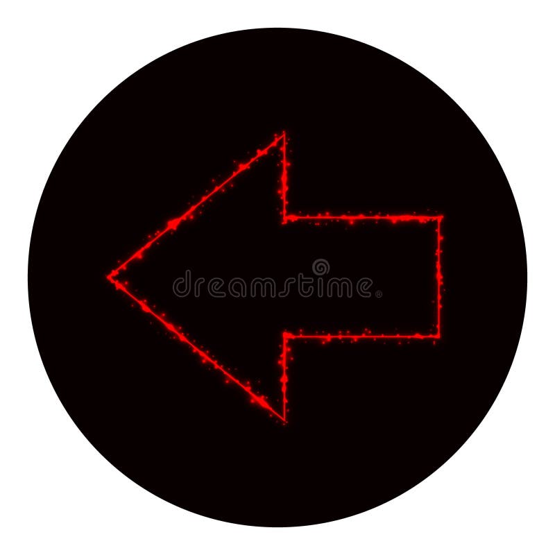 Arrow Icon of Red Lights on Black Background Stock Illustration ...