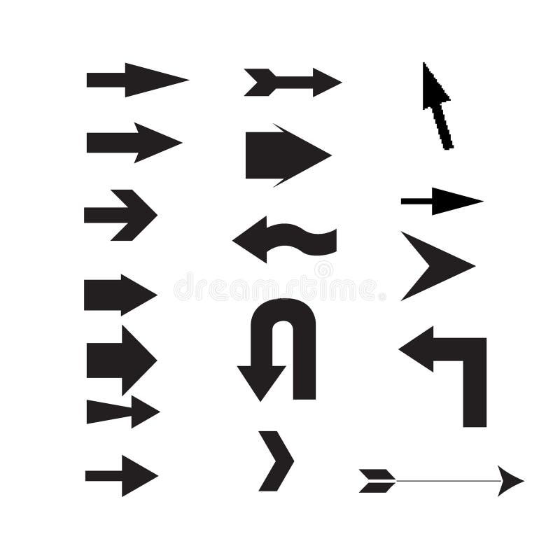 Set of Black Vector Arrows. Arrow Icon. Arrow Vector Icon. Arrow ...