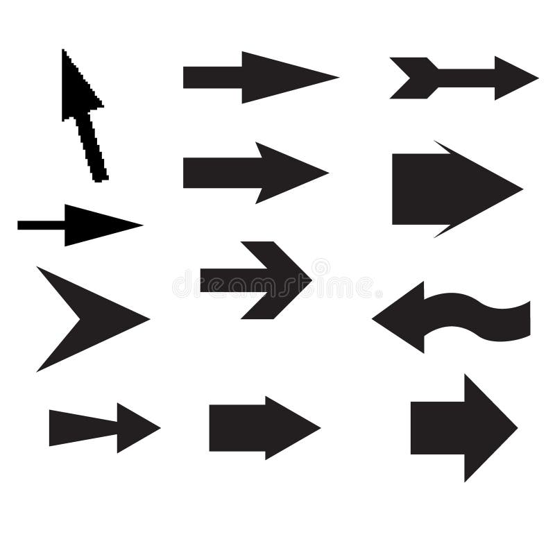 Set of Black Vector Arrows. Arrow Icon. Arrow Vector Icon. Arrow ...