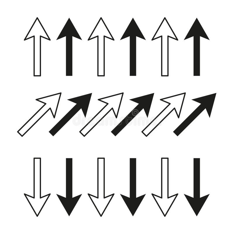 Arrow Icon Set. Black Vector Collection. Directional Symbols Design ...