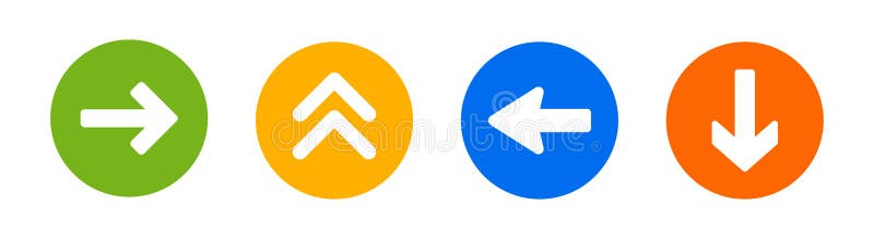Set of Arrow Icon, Left, Right, Up, Down Symbol on Button Design. Stock ...