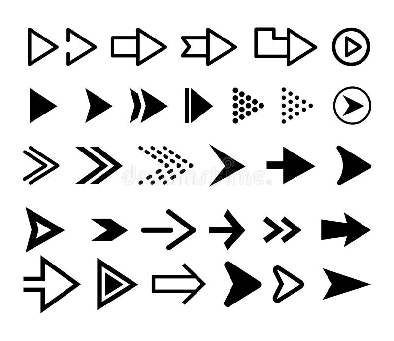 Arrow Icon. Set of Vector Black Arrows. Stock Vector - Illustration of ...
